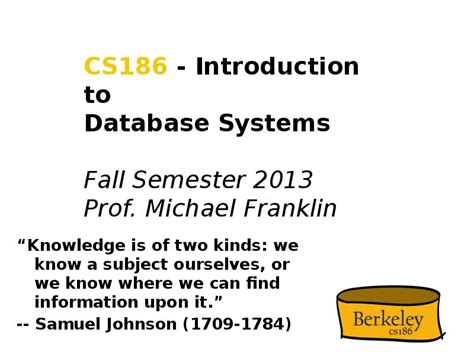 Cs186 Introductionto Database Systems презентация доклад проект