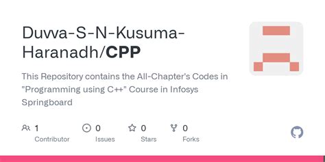 GitHub Duvva S N Kusuma Haranadh CPP This Repository Contains The All Chapter S Codes In