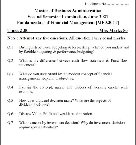 Dr Apj Abdul Kalam University Mba Ii Sem Fundamentals Of Financial