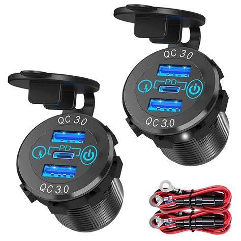 QC PD üçlü USB araba şarjı V V W USB C çoklu hızlı şarj anahtarı ile tekne için
