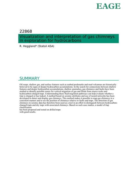 Pdf Visualization And Interpretation Of Gas Chimneys In Exploration