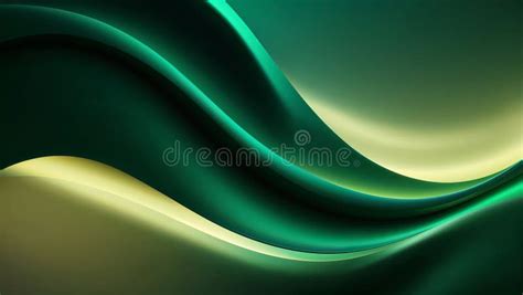 Waves Of Green And Gold Create A Serene And Calming Abstract Background In Soft Light Stock