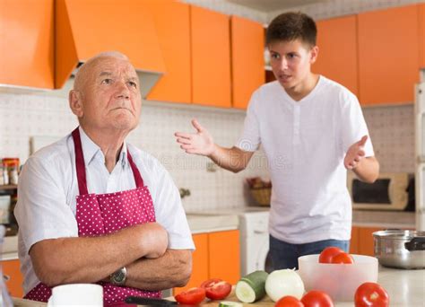 Senior Man Lecturing A Person Pointing A Finger Stock Image Image Of