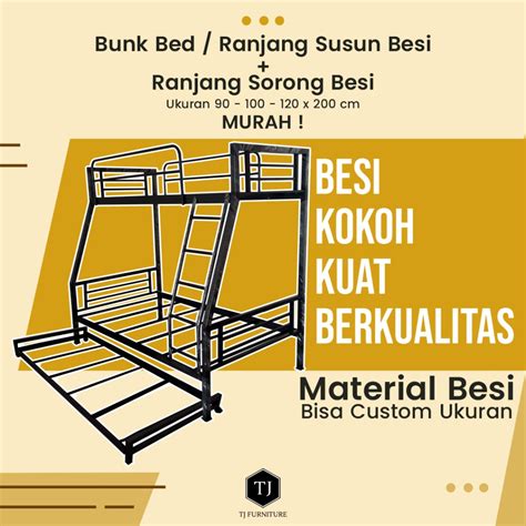 Jual Ranjang Susun Besi Bengkok Sorong Tempat Tidur Tingkat Besi Dipan Besi Bunk Bed