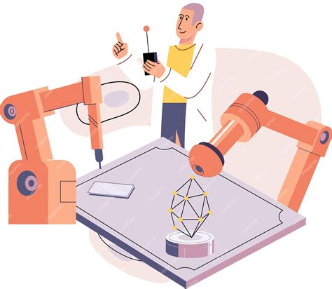 Premium Vector Manufacturing Process Industry Scientist Robot