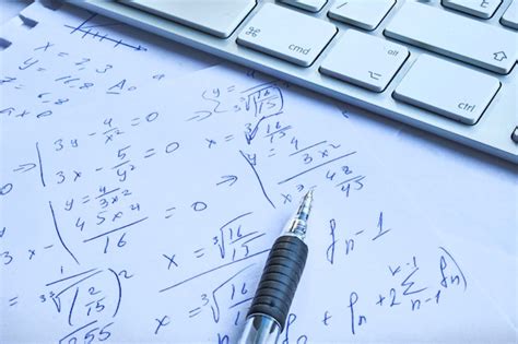 Premium Photo Sheet Of Paper Filled With Calculations As A Background