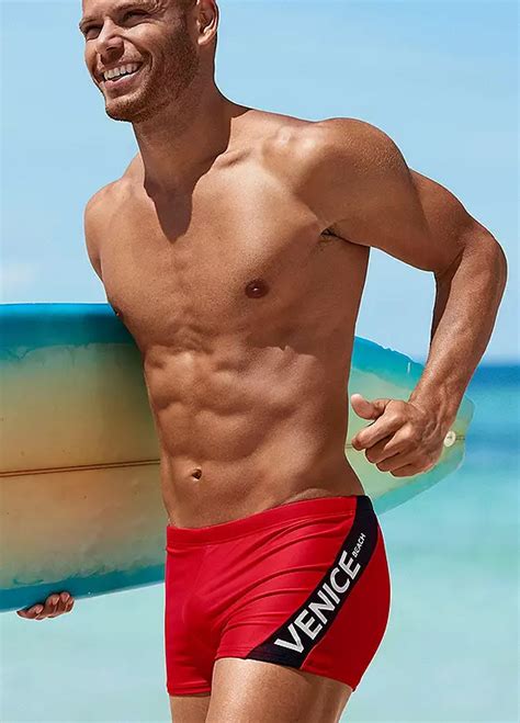Venice Beach Logo Print Boxer Swim Trunks Lascana