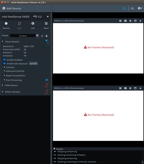 ERROR Backend V4l2 Cpp 1335 D435I No Infrared 2 And RBG Frames