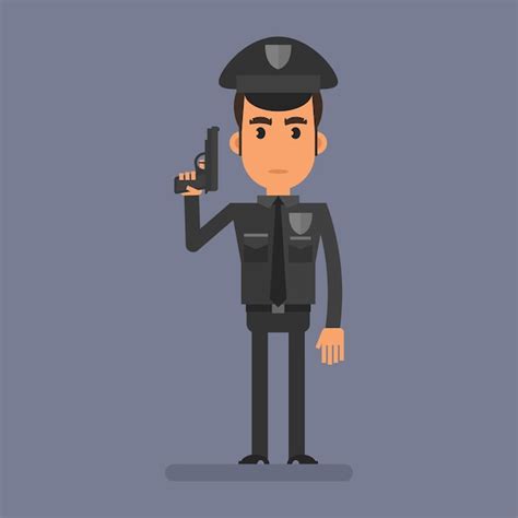 Premium Vector Cop Skinny Holding Gun