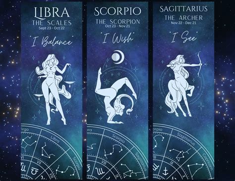 Printable Zodiac Sign Bookmarks Instant Download Zodiac Ts Book