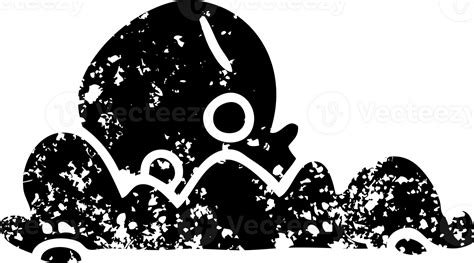 Line Drawing Cartoon Skull In Dirt Distressed Icon 45433100 Png