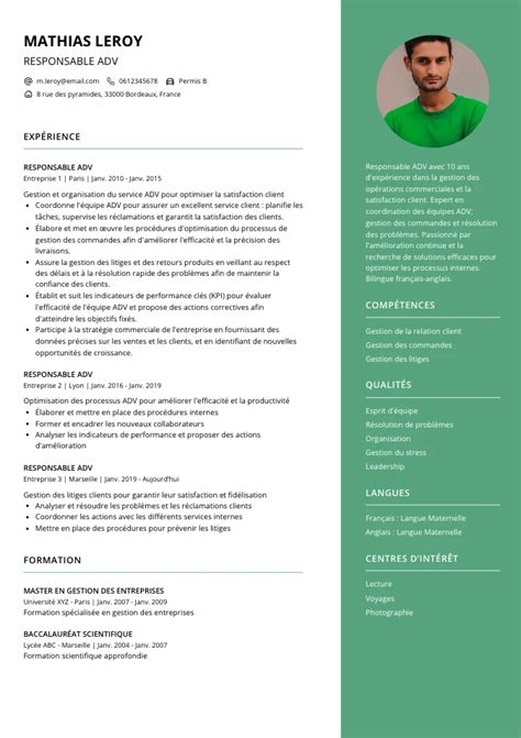 CV Responsable Administration des ventes Modèle Exemples à télécharger Gratuit