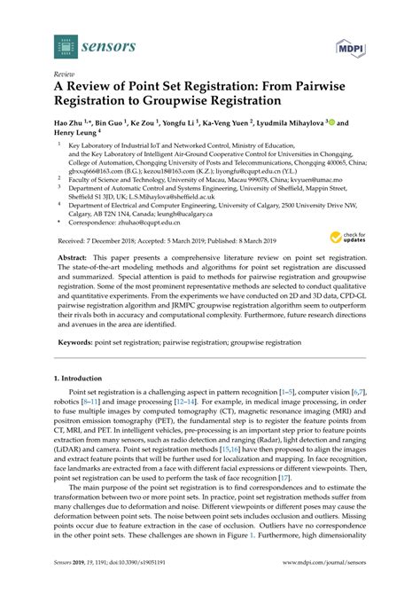 Pdf A Review Of Point Set Registration From Pairwise Registration To Groupwise Registration