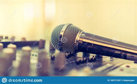 Microphone Voice Speaker On Karaoke Or Audio Synthesiser Electronic Music Instrument Sound Mixer