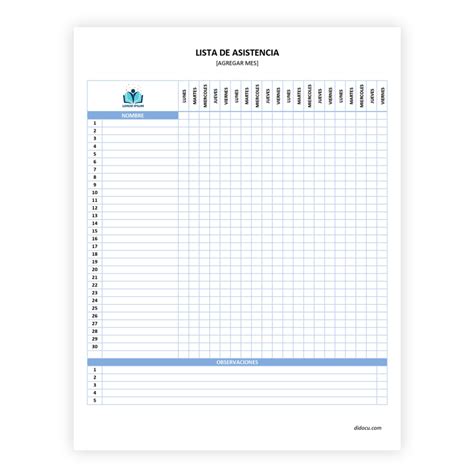 Listas De Asistencia Lista De Asistencia Anual Ciclo Escolar
