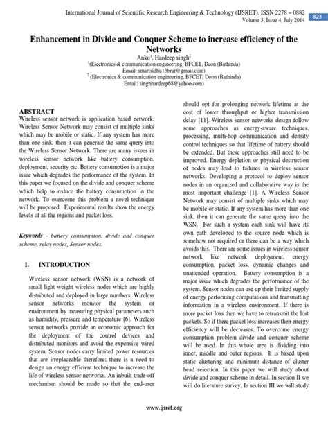 Enhancement In Divide And Conquer Scheme To Increase Efficiency Of The