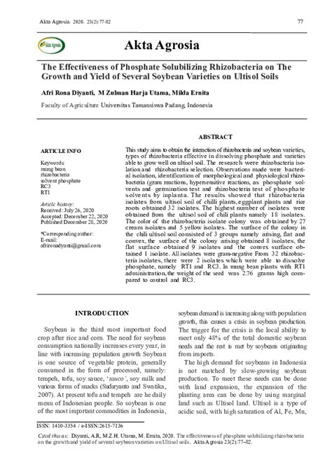 Pdf Phosphate Solubilizing Rhizobacteria Boost Soybean
