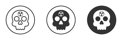 방사선 기호 벡터 일러스트와 함께 해골 아이콘 프리미엄 벡터