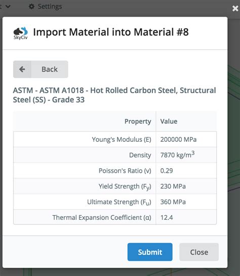 Materials SkyCiv Engineering