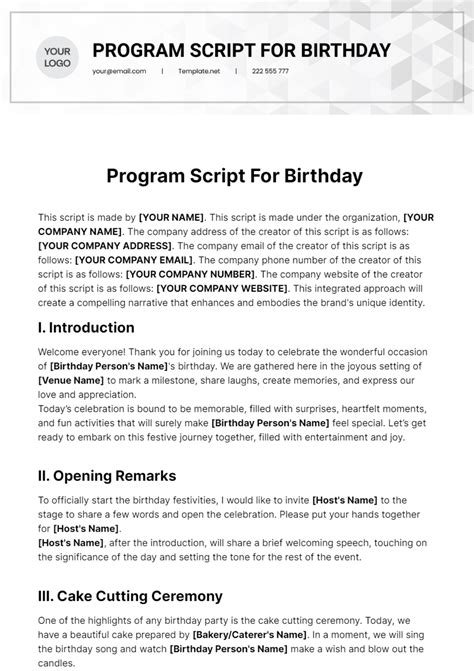 Free 80th Birthdays Party Program Template To Edit Online