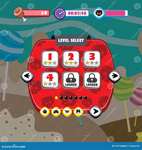 game ui menu application mobile app stock vector illustration of icon