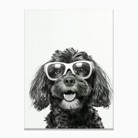 Black Cockapoo Dog In Glasses Canvas Print By Nordicdesignhouse Fy