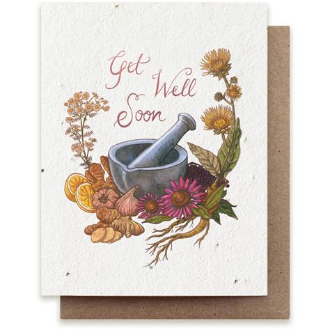 Get Well Soon Plantable Herb Seed Card Sohza Sister Fairtrade Boutique