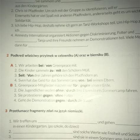 2 Podkreśl właściwy przyimek w celowniku A oraz w bierniku B POMOCY