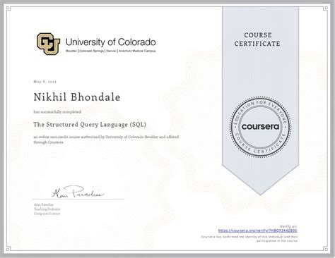 Nikhil Bhondale On Linkedin Coursera Sqldatabase