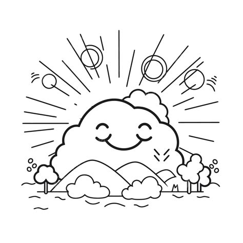 만화 구름 그리기 나무와 새 개요 스케치와 햇빛 그리기 벡터 일출 그리기 일출 개요 일출 스케치 Png 일러스트 및 벡터 에 대한 무료 다운로드 Pngtree