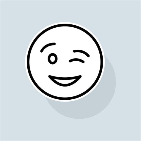 Emoji Con Unicona Linea Occhiolino Comunicazione Emoticon Chat Adesivi