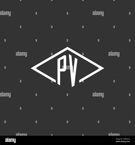 Initials Pv Logo Monogram With Simple Diamond Line Style Design Vector
