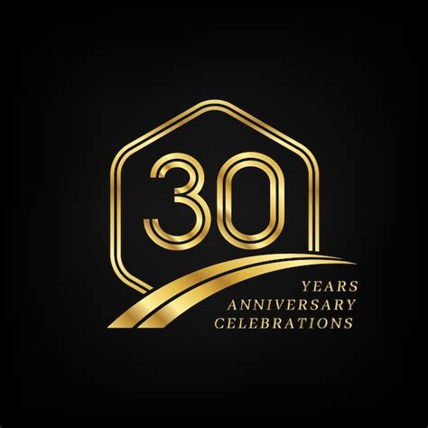 Premium Vector 30 Years Anniversary Lined Gold Hexagon And Curving