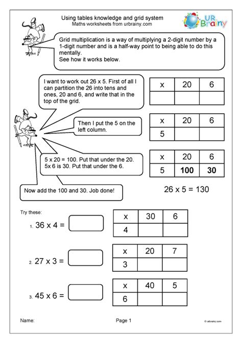 Grid Multiplication Multiplication By URBrainy Com