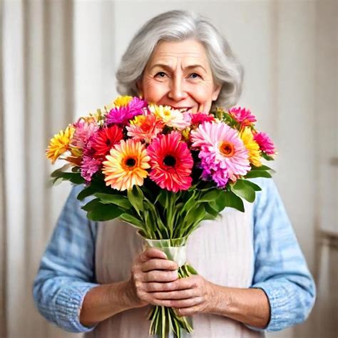 Premium Photo A Woman Holding A Bouquet Of Flowers With The Words