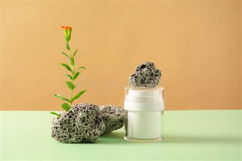 Cosmetic Product For Skin Stones And Flower Stock Image Image Of
