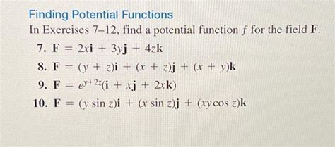 Solved Finding Potential Functions In Exercises 7 12 Find A