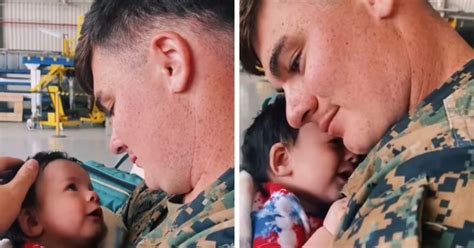 Military Dad Meets Baby Son For The First Time And Priceless Reaction FaithPot