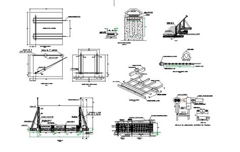 Suspension Bridge Detail 2d View Cad Structural Block Layout Autoacd File