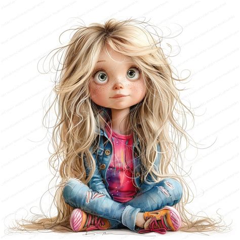 14 Funny Girls Clipart Quirky Girl Printable Watercolor Clipart High