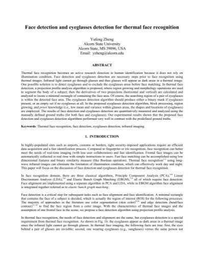 Face Detection And Eyeglasses Detection For Thermal Face Recognition