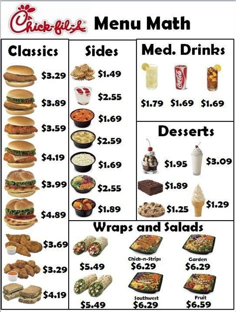 Free Printable Menu Math Worksheets