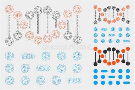 Genom Code Vektor Mesh Carcass Model Und Dreieck Mosaik Ikone Vektor Abbildung Illustration