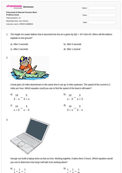 50 Rational Equations Word Problems Worksheets On Wayground Free