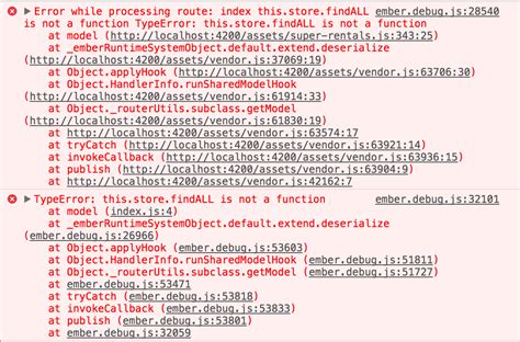 Javascript Ember Data Error While Processing Route Thisstorefindall Is Not A Function