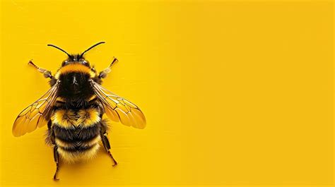Premium Photo A Bee On A Yellow Background The Bee Is In Focus And