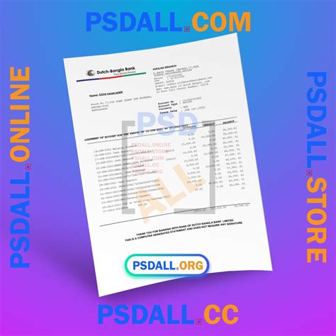 Dbbl Bank Statement Pdf Template