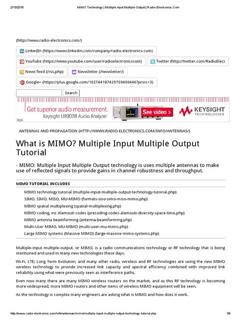 Mimo Technology Multiple Input Multiple Output Radio Electronics Download Free Pdf Mimo