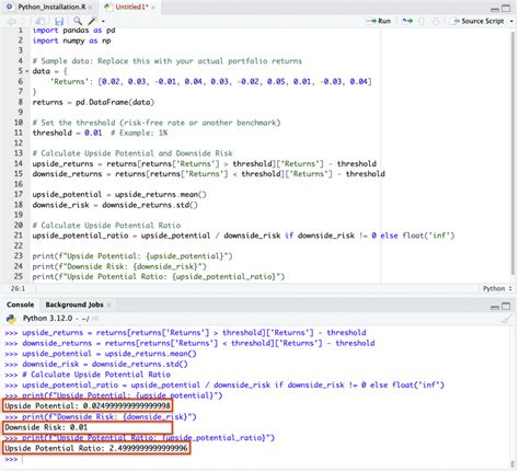 Upside Potential Ratio Calculation And Python Example