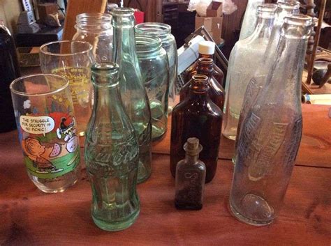 Soda Bottles Glasses Jars Assortment Pepsi Coca Cola Metzger
